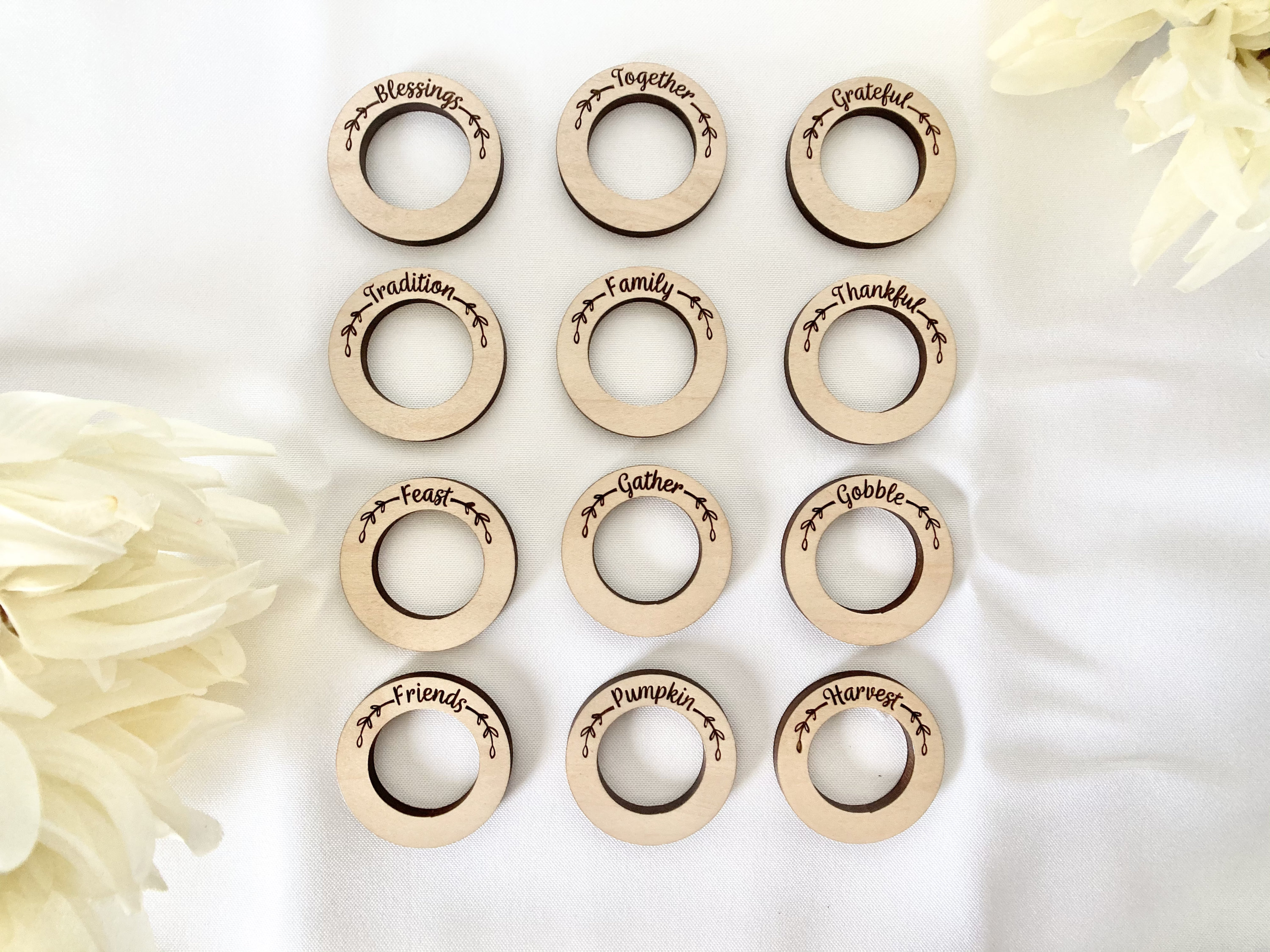 Digital File Fall Napkin Rings, Thanksgiving Napkin Rings, Laser ...