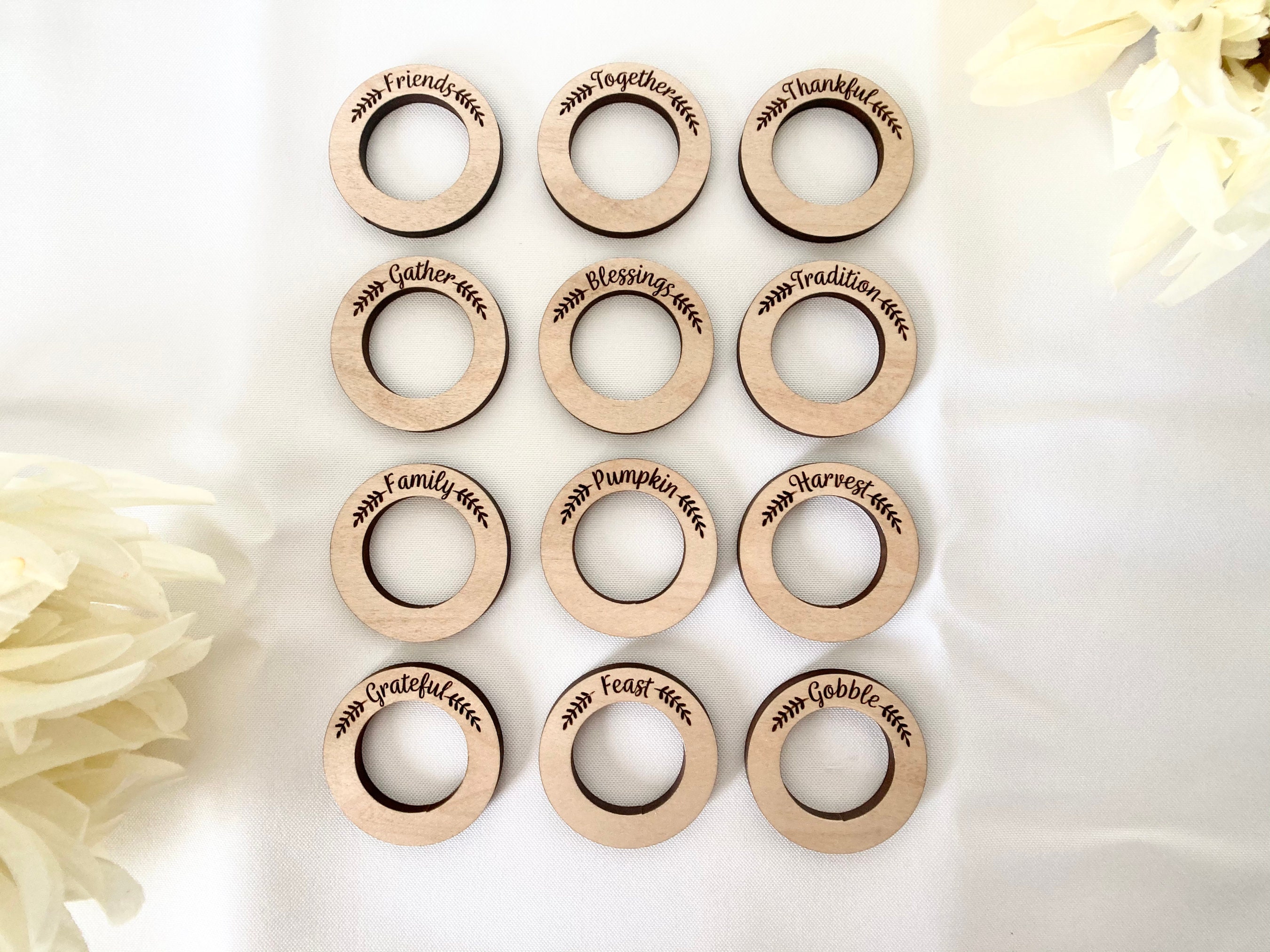 Digital File Fall Napkin Rings, Thanksgiving Napkin Rings, Laser ...