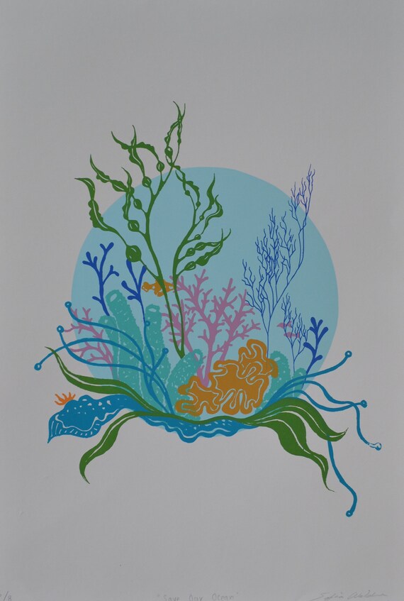 Ocean Themed Screen Print | Etsy