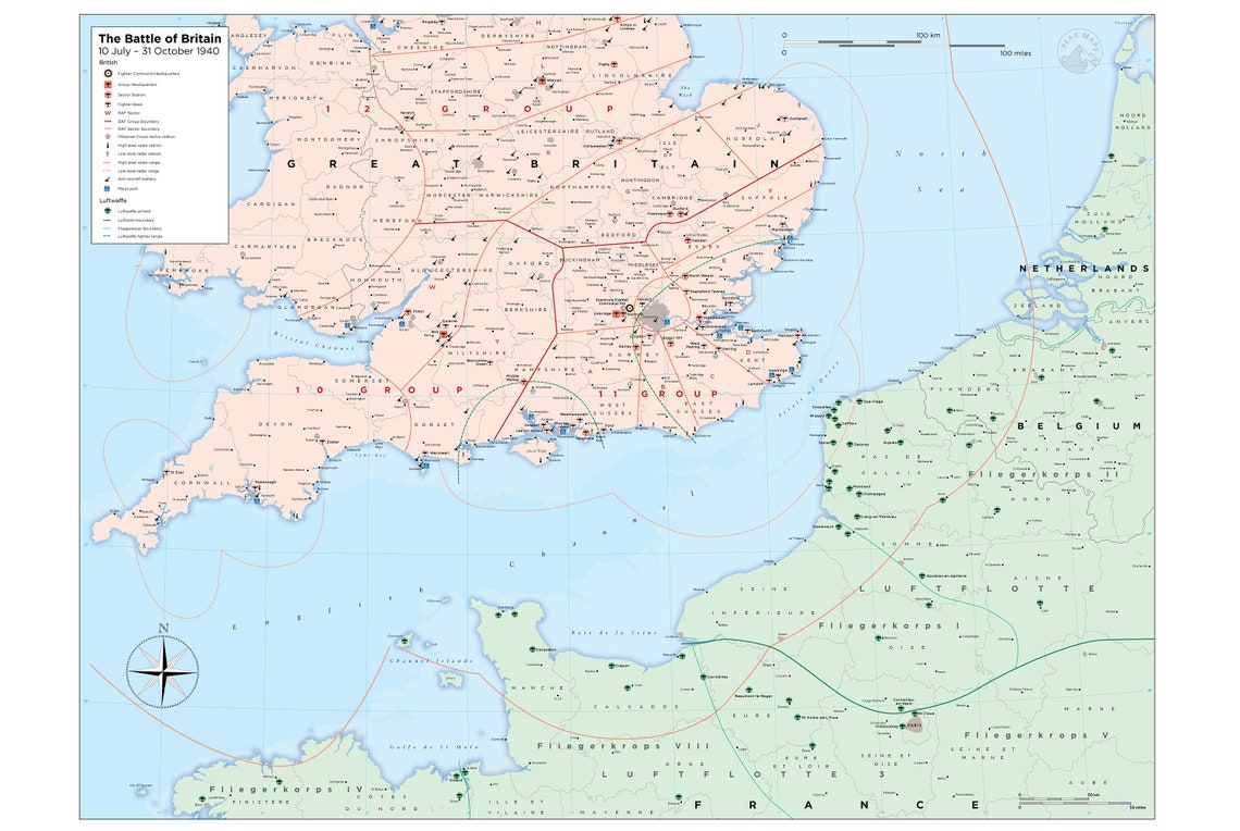 Battle of Britain Map 1940 Downloadable Jpeg - Etsy