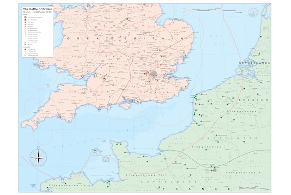 Battle of Britain Map 1940 Downloadable Jpeg | Etsy