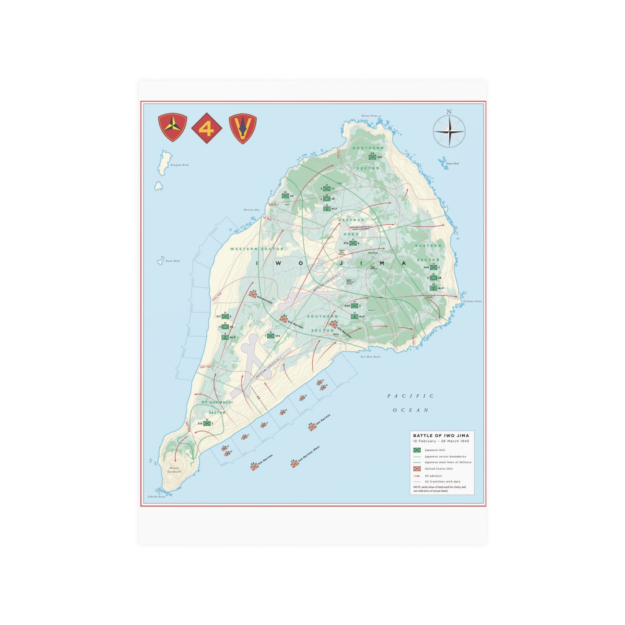 Battle of Iwo Jima Map - Etsy