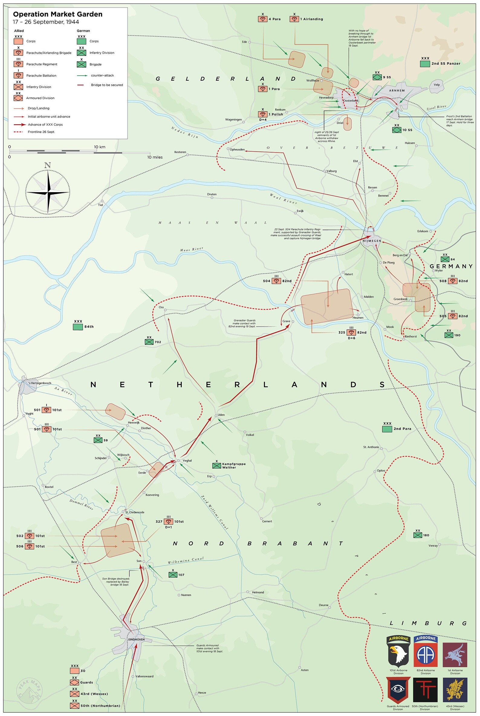 Operation Market Garden, 1944 Map - Etsy UK