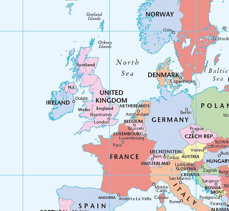 Large World Map With Modern Political Borders Digital Download - Etsy