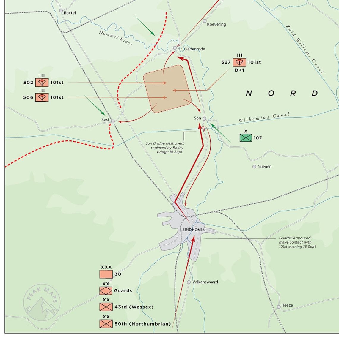 Operation Market Garden, 1944 Map - Etsy UK