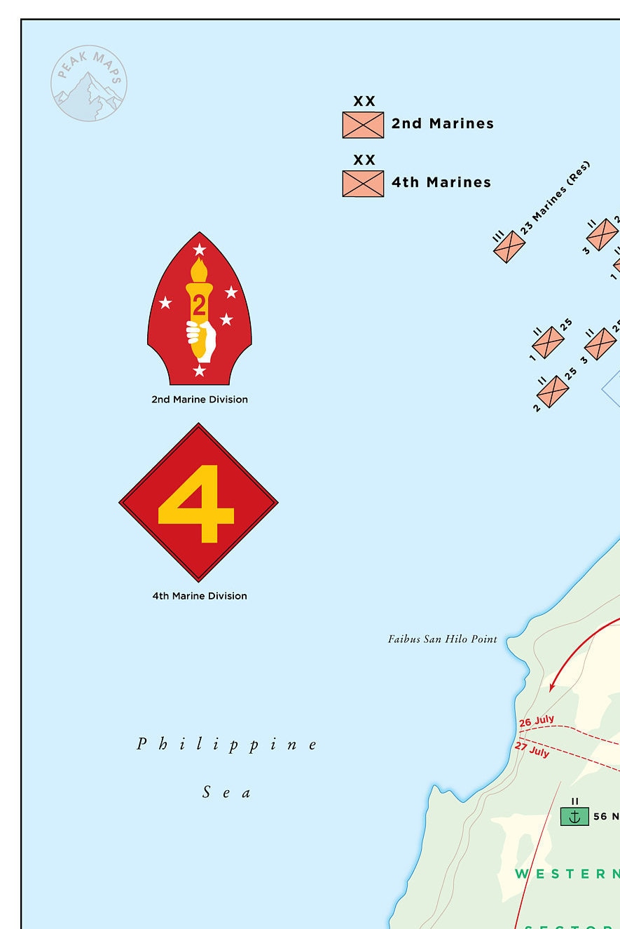 Battle of Tinian, 1944 Downloadable Jpeg Map - Etsy