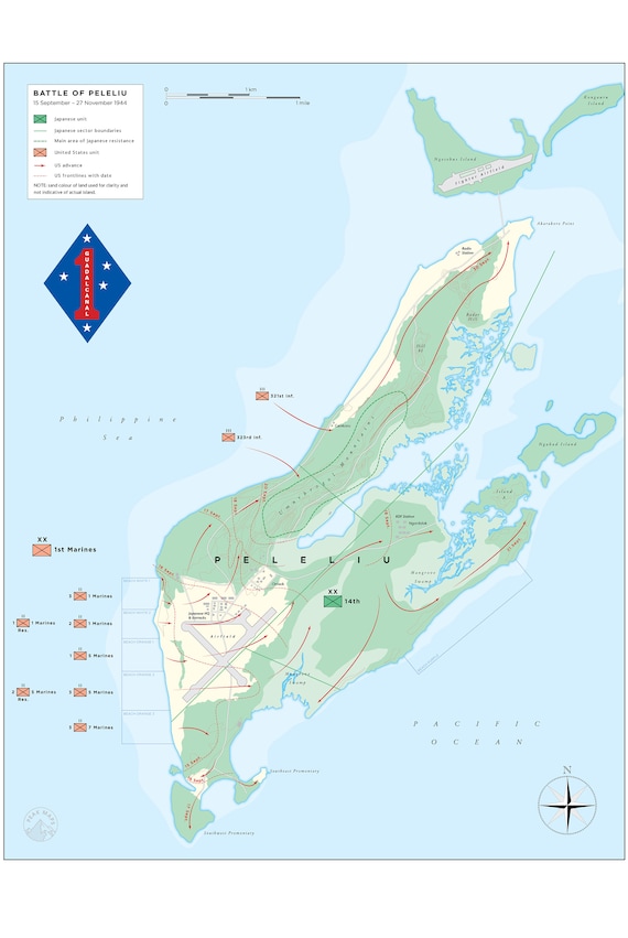 Battle of Peleliu Downloadable Jpeg Map - Etsy