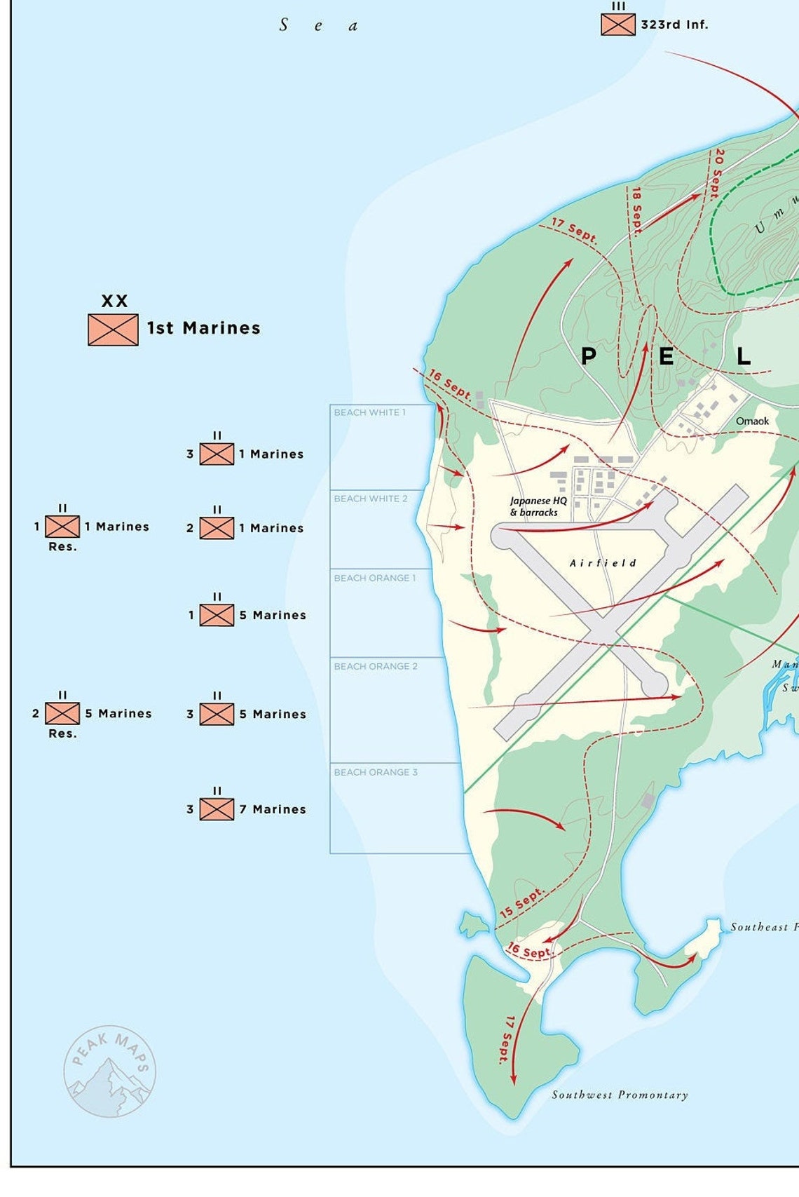 Battle of Peleliu Downloadable Jpeg Map - Etsy