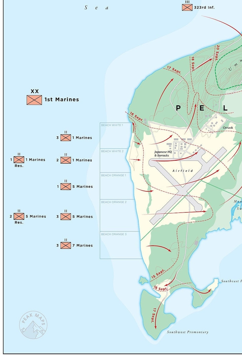 Battle of Peleliu Downloadable Jpeg Map - Etsy