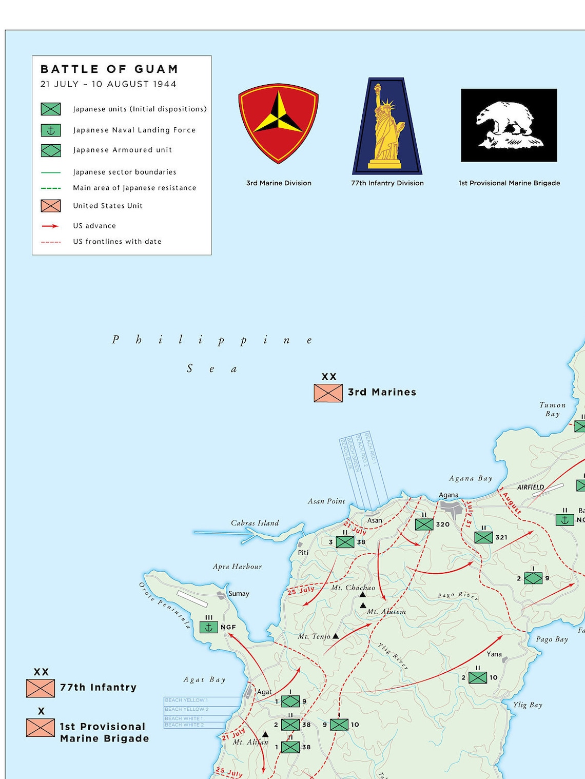 Battle of Guam 1944 Map Downloadable Jpeg - Etsy