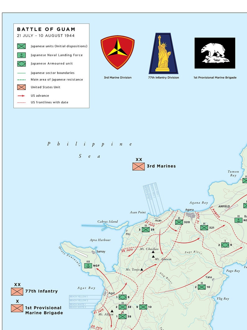 Battle of Guam 1944 Map Downloadable Jpeg - Etsy