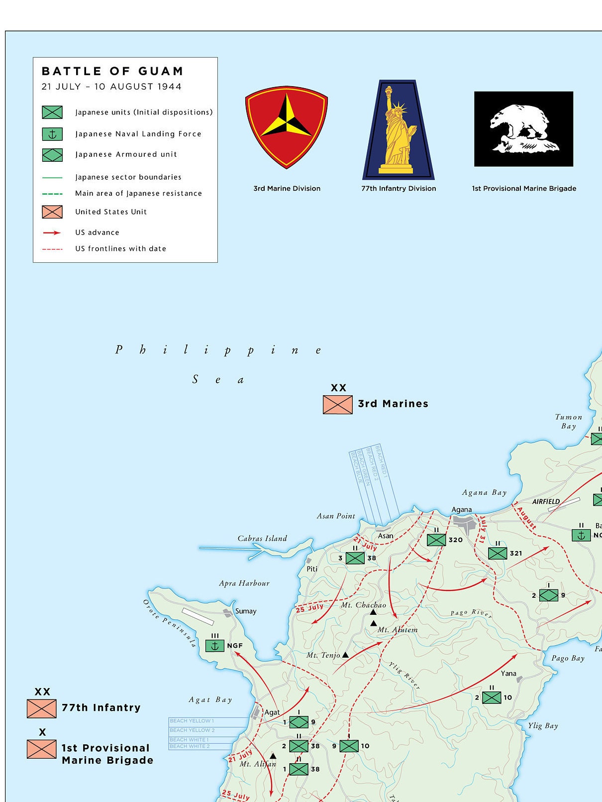 Battle of Guam 1944 Map Downloadable Jpeg - Etsy