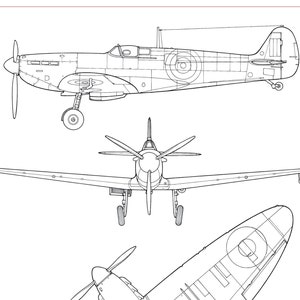 Supermarine Spitfire Mki 3-view Drawing Digital Download - Etsy