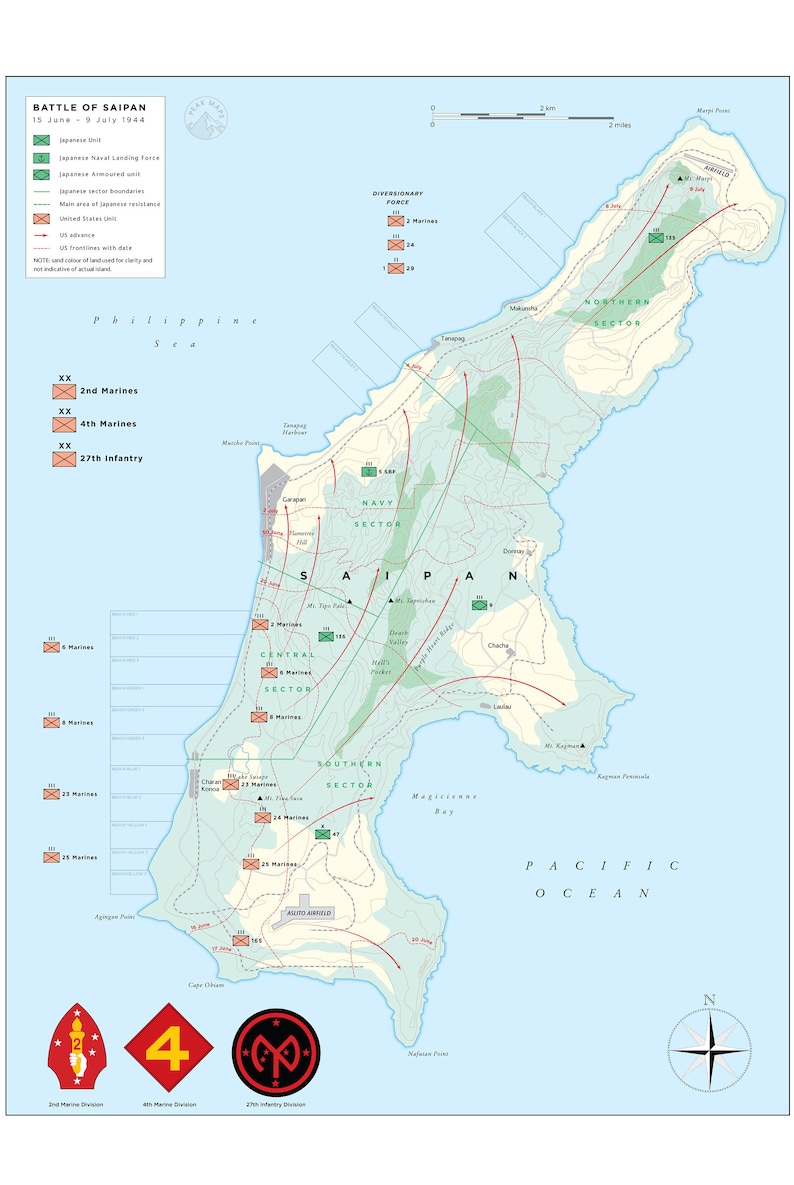 Battle of Saipan Map Downloadable Jpeg - Etsy