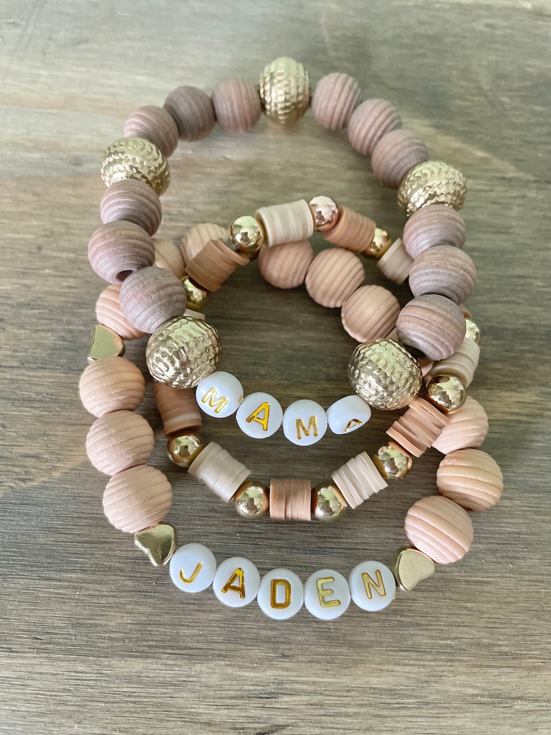 Personalized Beaded Bracelet, Custom Beaded Bracelet, Mama Bracelet ...