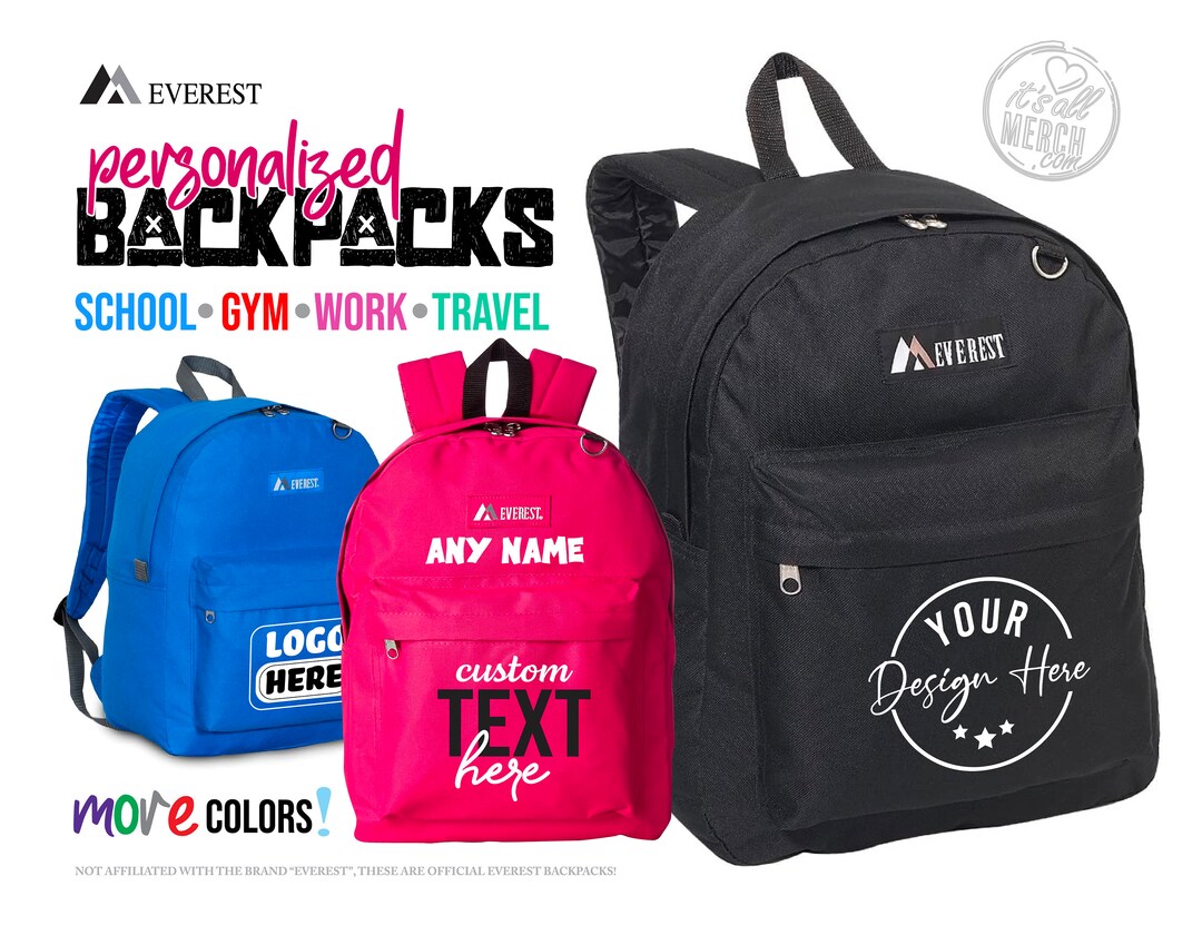 Custom Backpacks With Name, Logo, Text or Design | Everest Shoulder ...