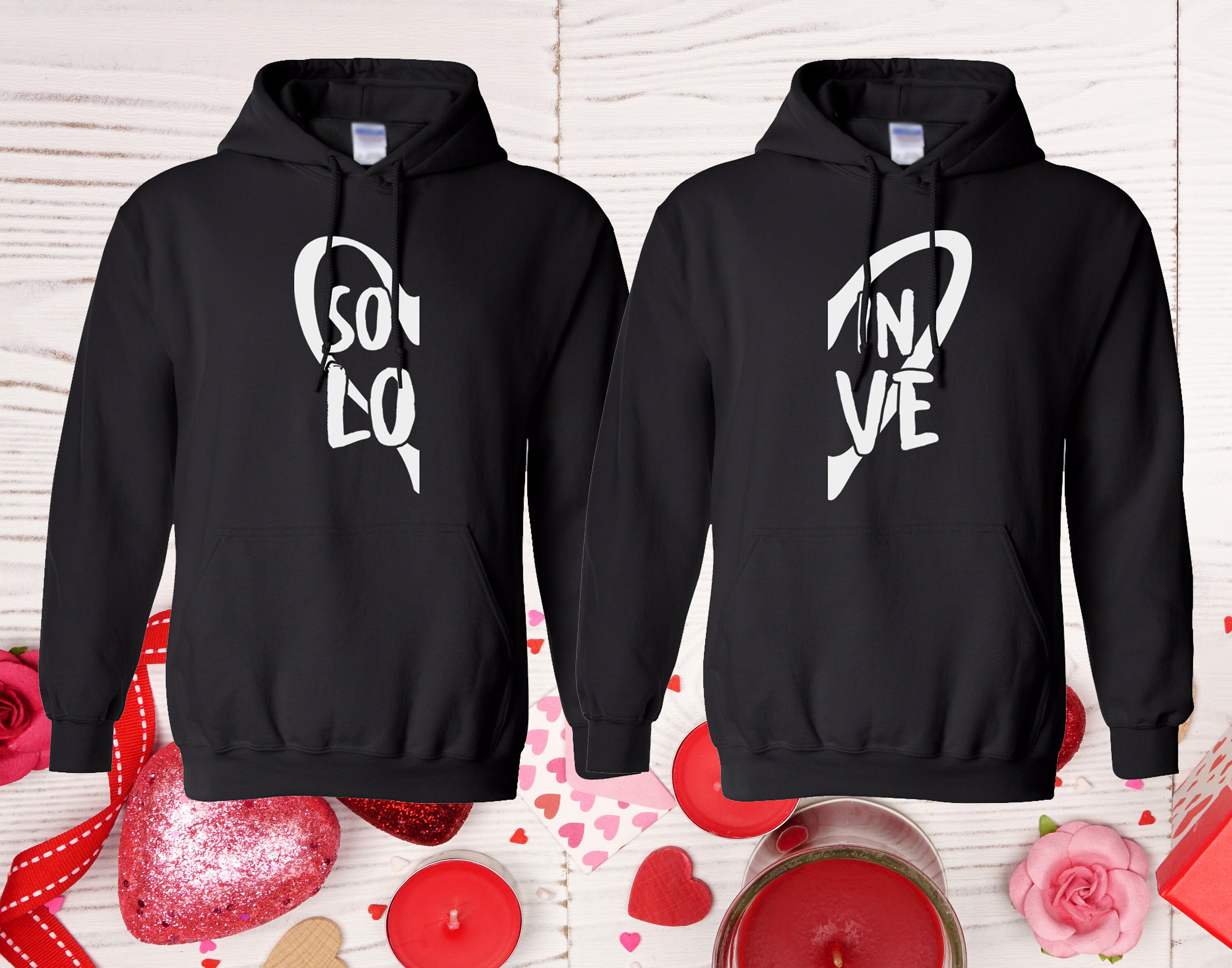 Set Of 2 His And Hers Hoodies Matching Couples Hooded Etsy