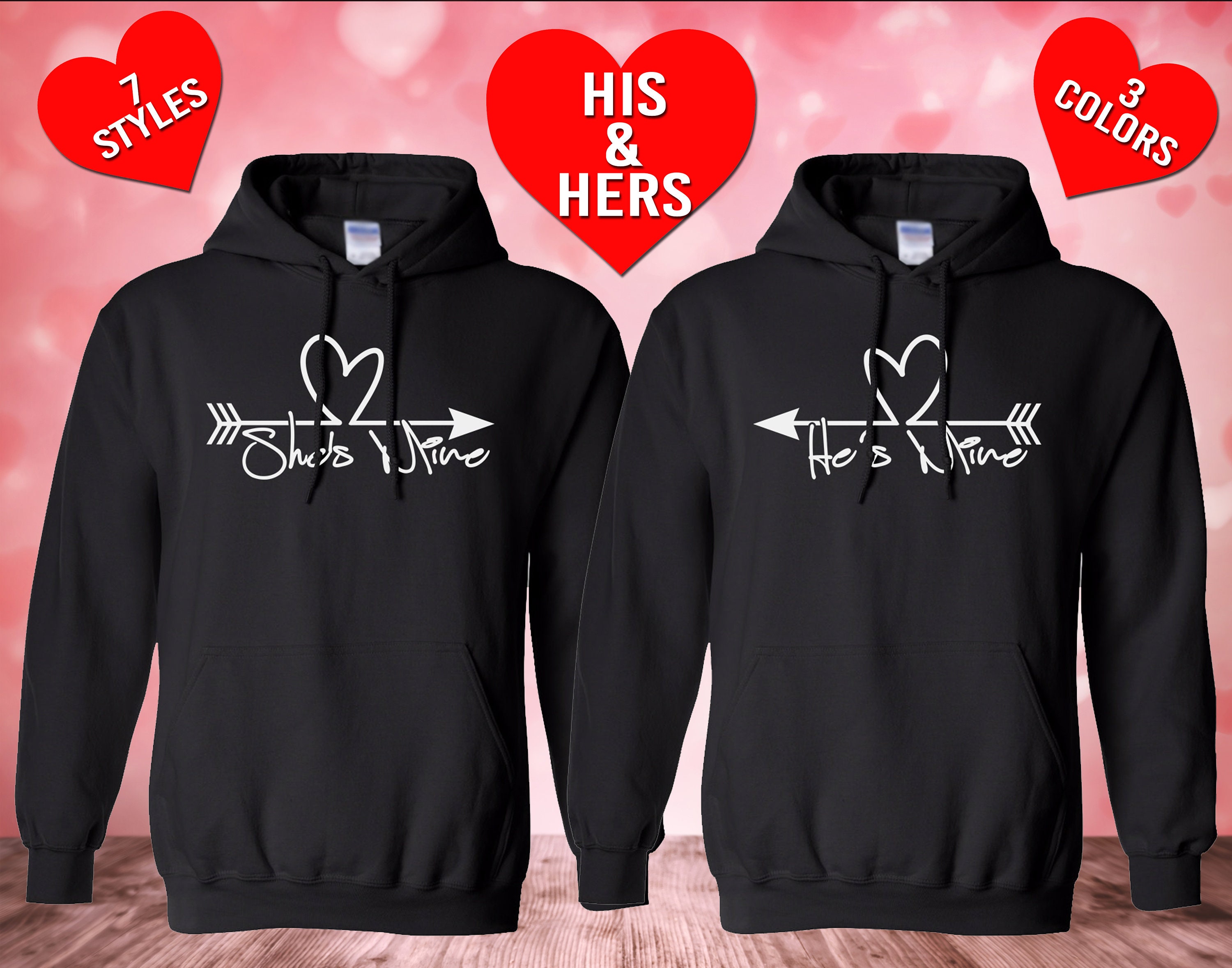 Set Of 2 His And Hers Hoodies Matching Couples Hooded Etsy