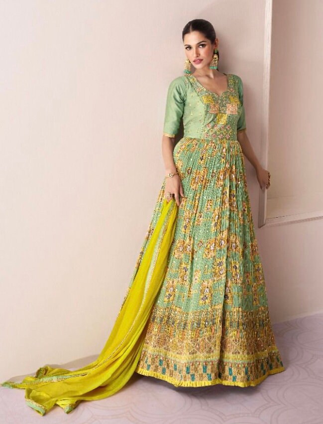 Long Party Wear Gown/ Indian Wedding Dresses/bollywood Style Dress - Etsy