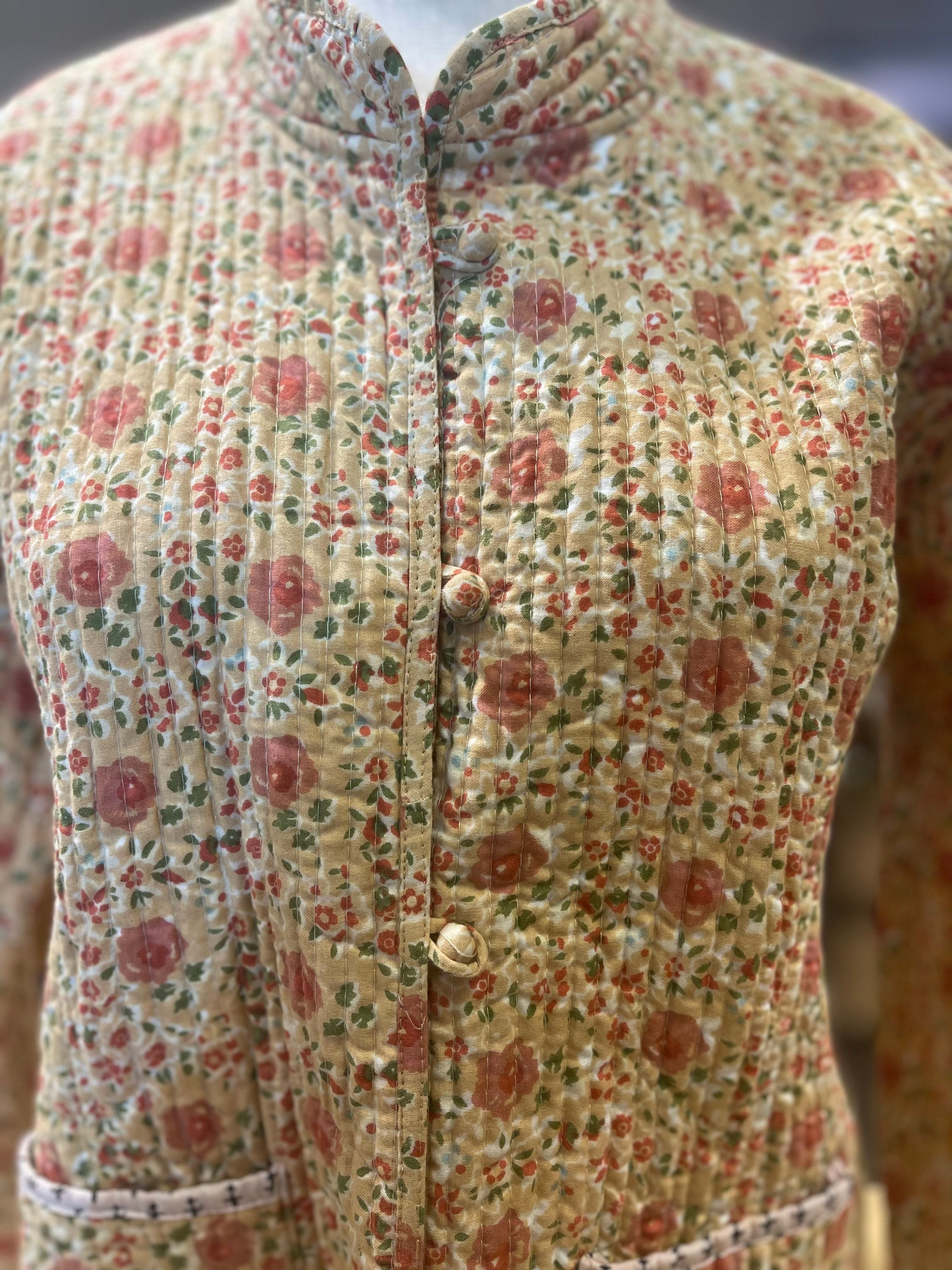 Women 100% Cotton Quilted Short Jacket Reversible Jacket, Handmade ...