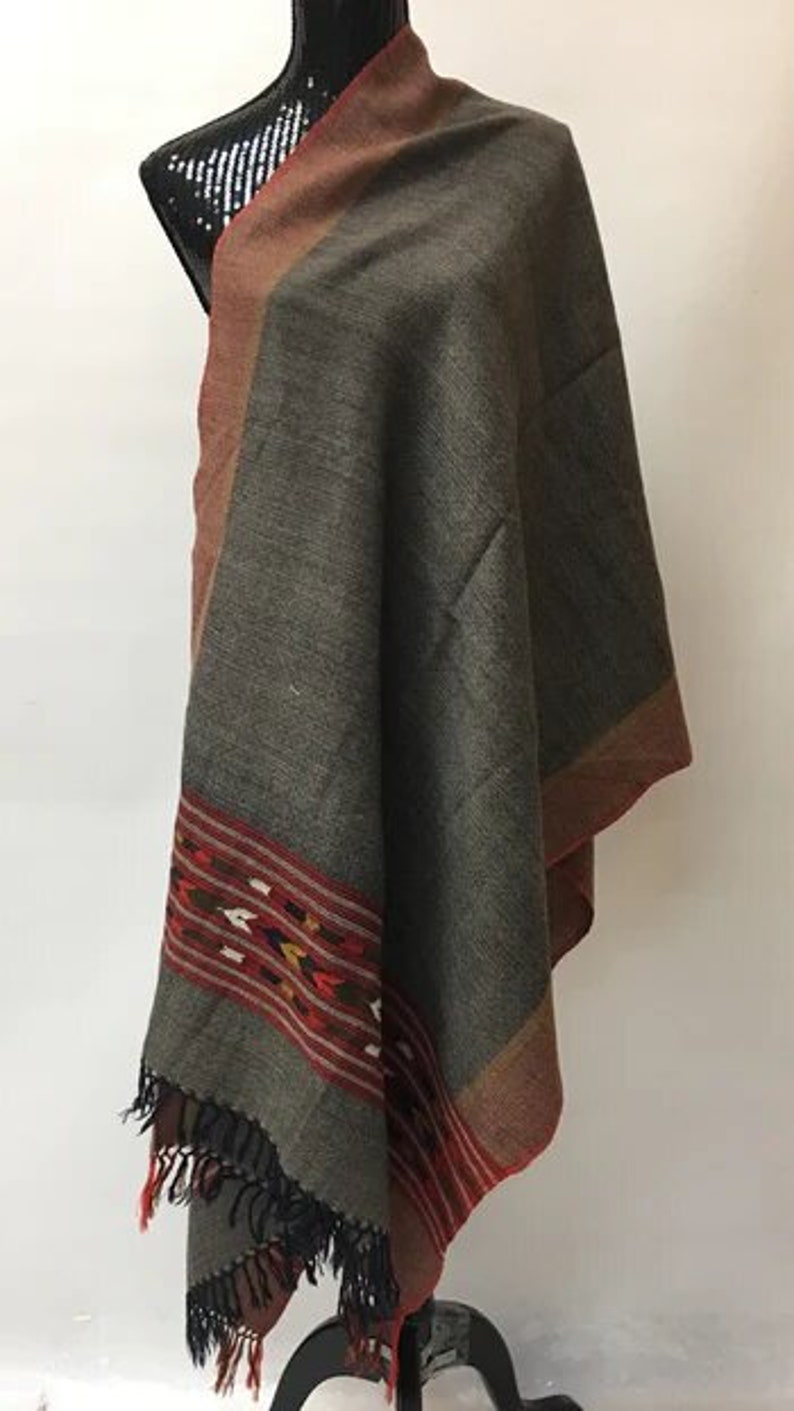 Kullu Handmade / Handloom Wool Shawl / Stole Large Wrap Scarf Throw ...