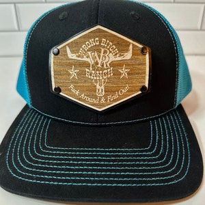 The Wrong Bitch Ranch Premium Snapback Trucker Cap, Wood Veneer/genuine Leather Patch. Women’s ...