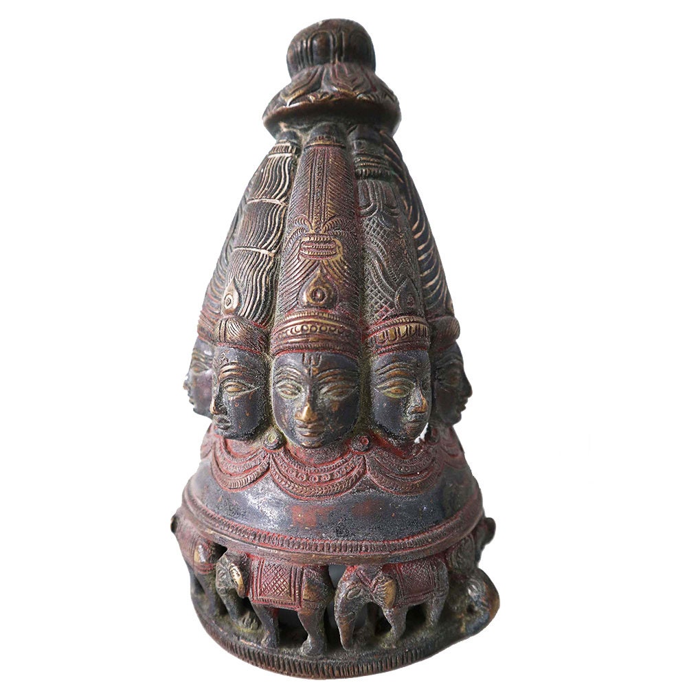Brass Shiva Linga With 10 Faces and Elephants - Etsy