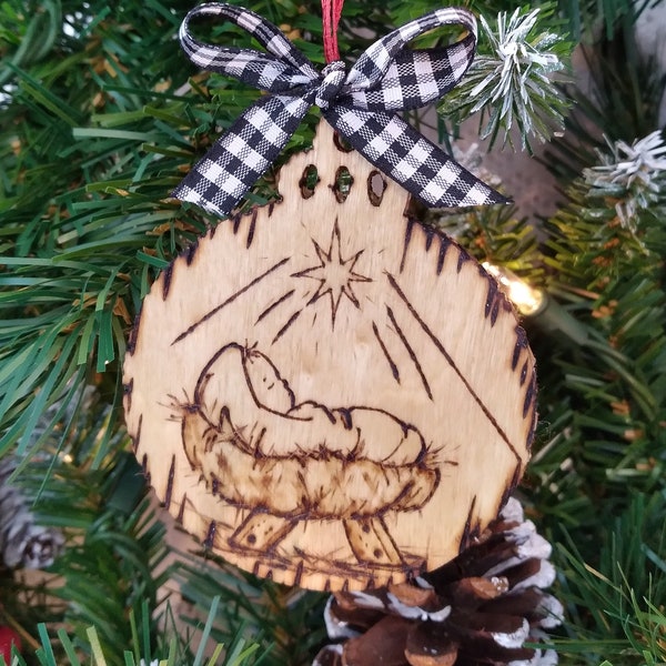 Handcrafted Wood Ornament, Rustic Christmas , Wood Burned ...