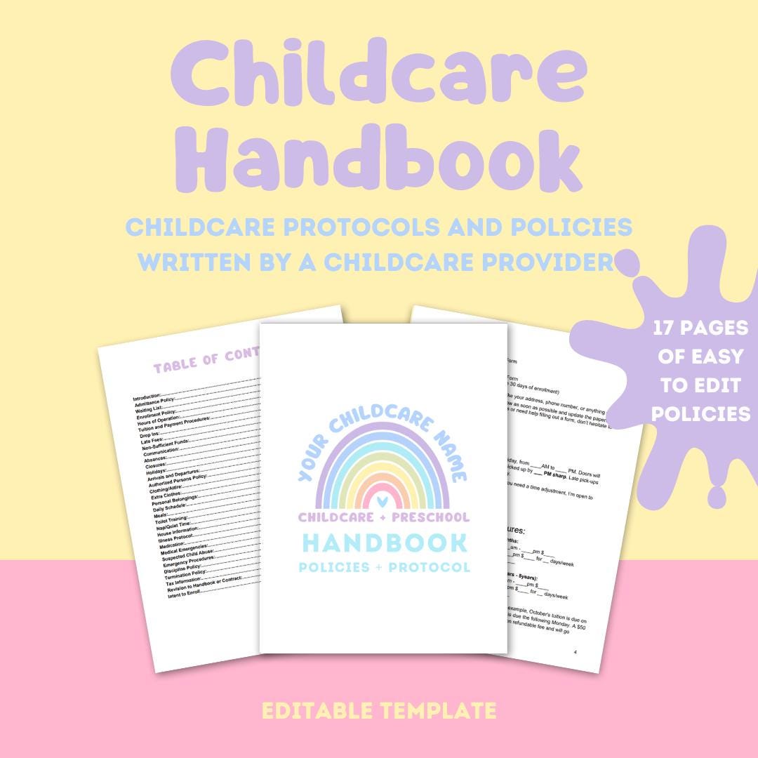 In Home Childcare Handbook Editable - Etsy