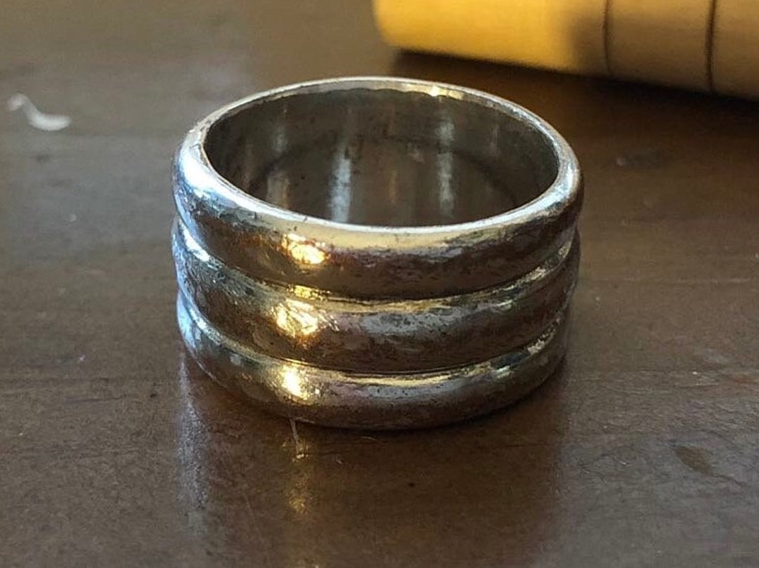 Unmarked Textured Stacked Sterling Silver Ring Band - Etsy