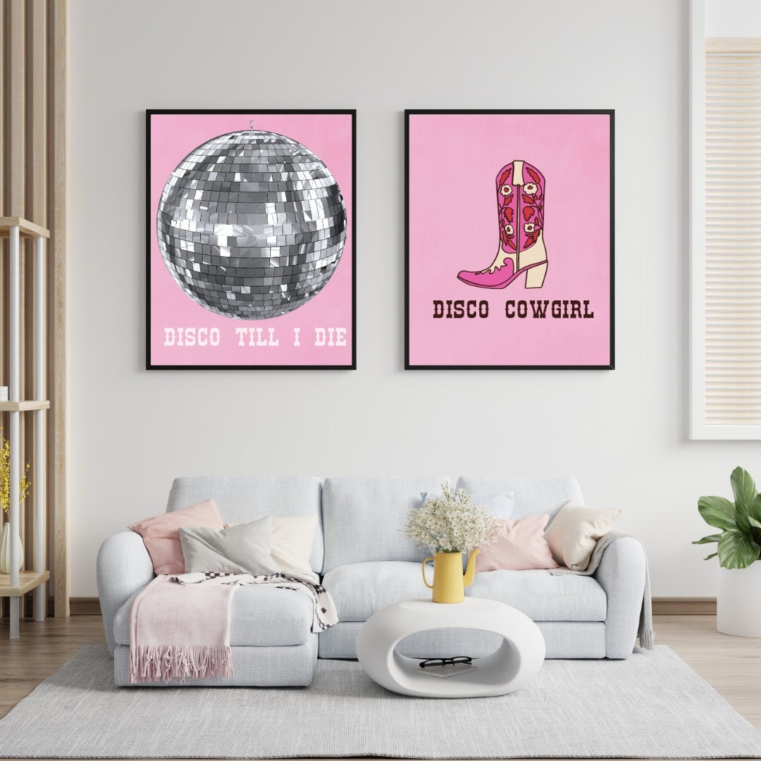 Cowgirl Poster Set of 2, Pink Cowgirl Poster Print, Retro Style Poster ...