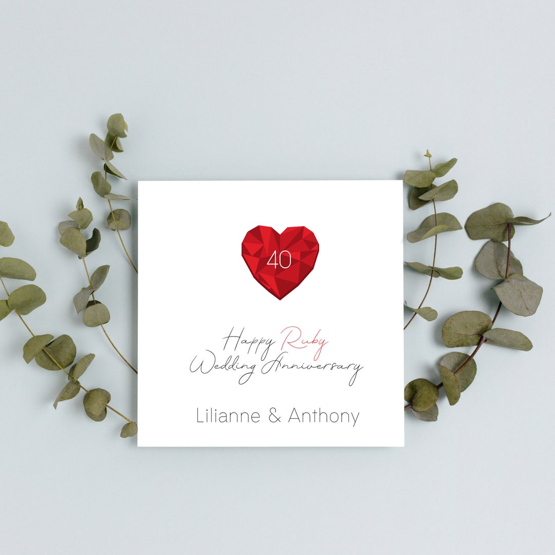 Personalised Ruby Anniversary Card | Anniversary Card | A6 Card ...