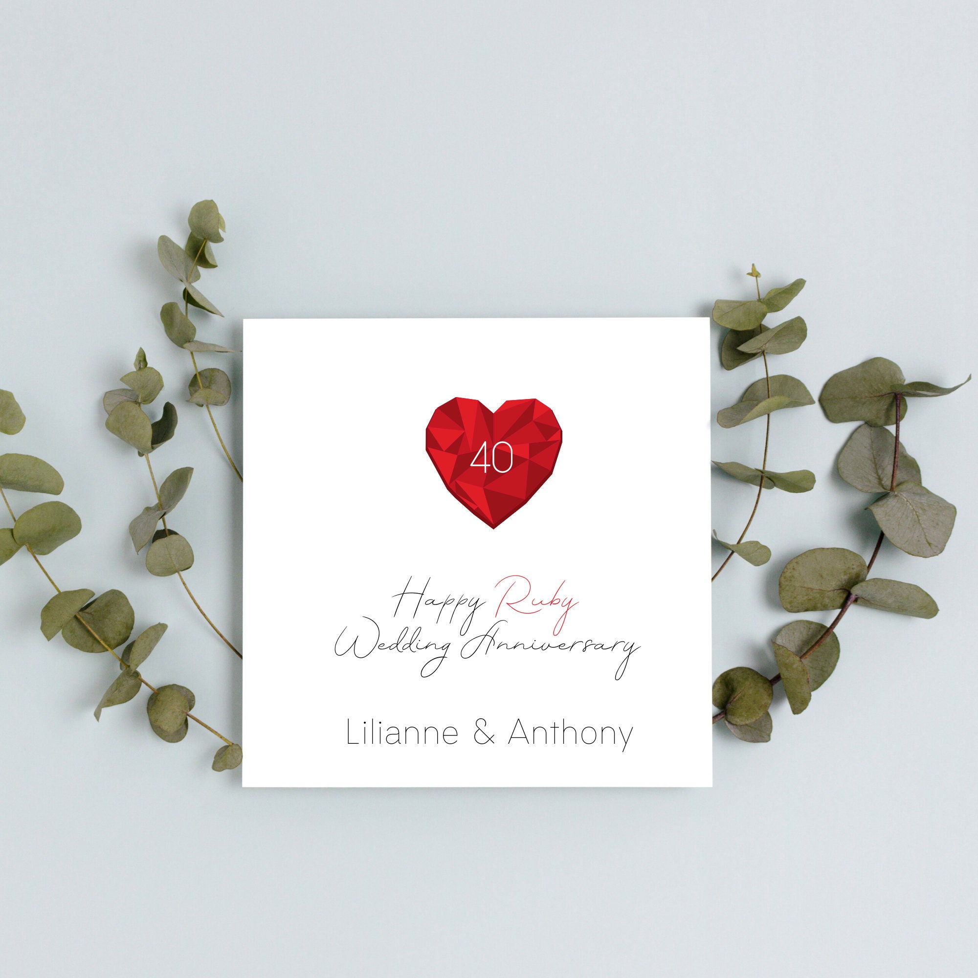 Personalised Ruby Anniversary Card Anniversary Card A6 - Etsy