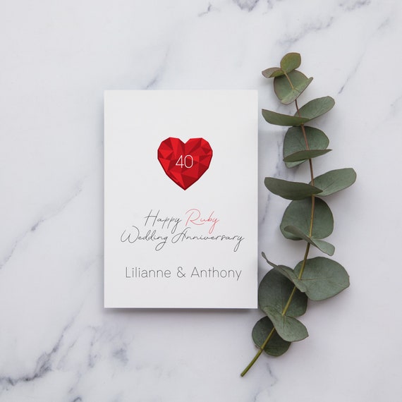 Personalised Ruby Anniversary Card Anniversary Card A6 - Etsy