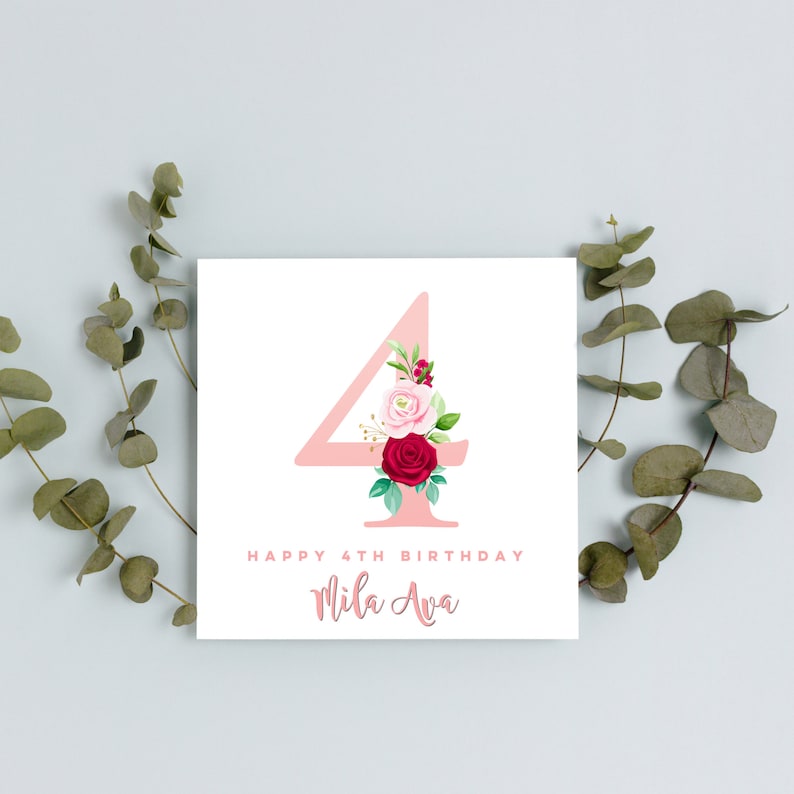 Personalised 4th Birthday Card | Happy 4th Birthday Card | Birthday ...