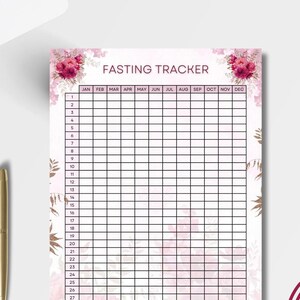 Intermittent Fasting Tracker Printable Daily Log Sheet PDF Floral ...