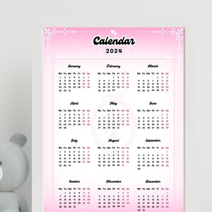Princess Inspired 2024 Year Calendar Month Princess Dollie Doll Pink ...