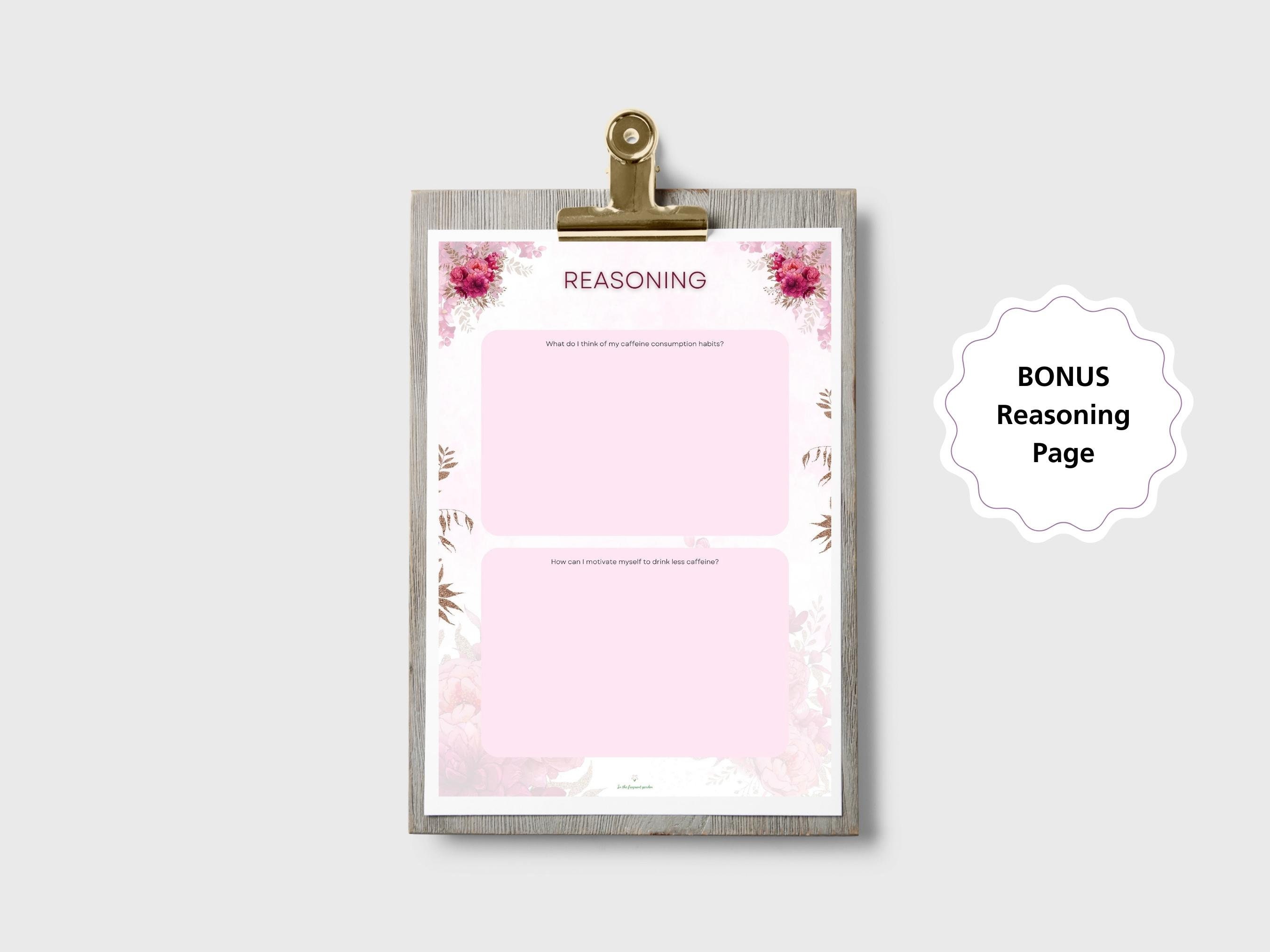Caffeine Intake Log Coffee and Tea Tracker Printable Daily Florai Cup ...