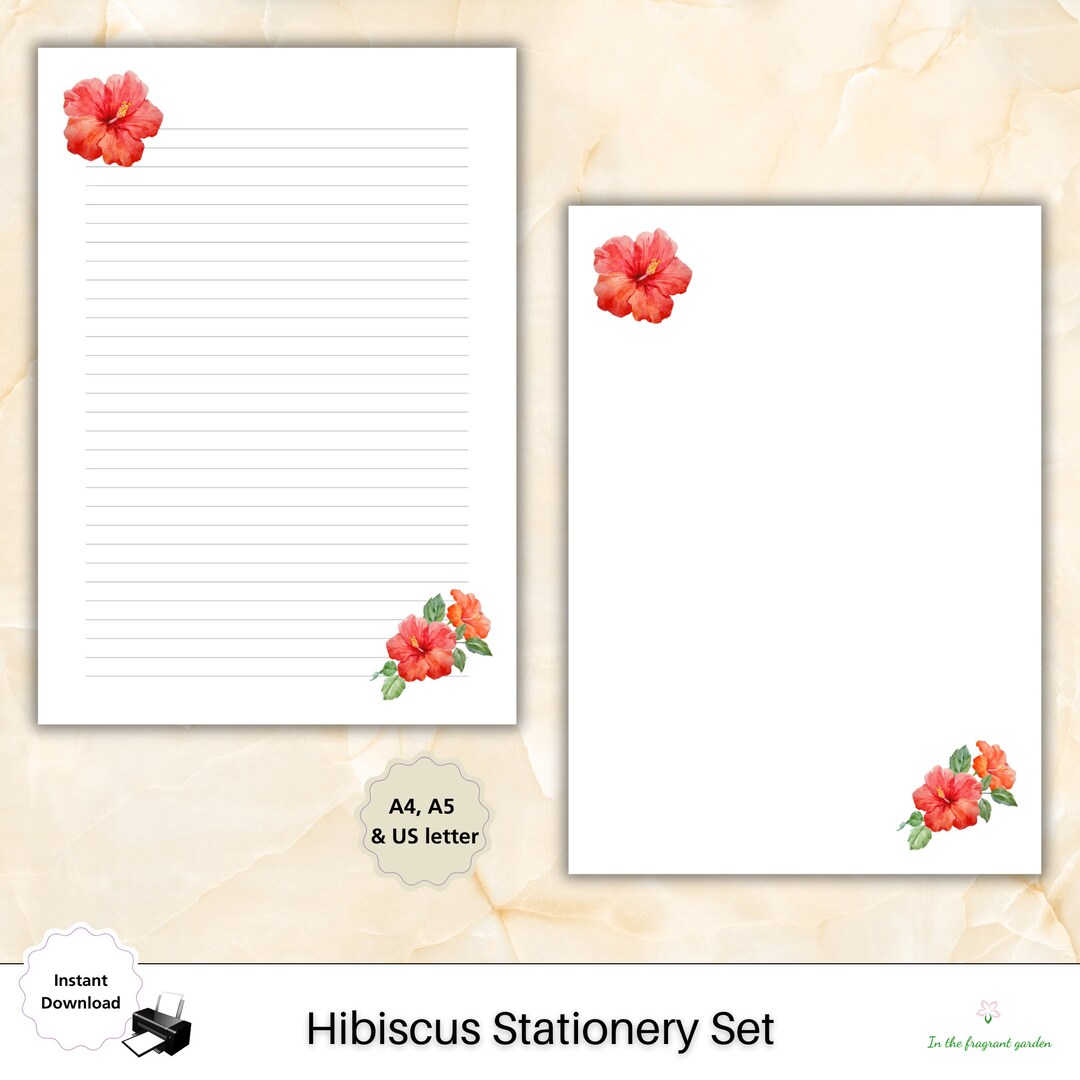 Floral Stationery Floral Lined Paper Download Writing Pad Note Page ...