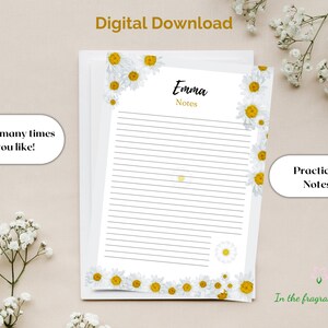 Daisy Flower Cute Stationery Notes Planner Floral Notepaper Printable ...