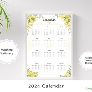 Lemons Letter Instant Download Stationery Printable Calendar 2024 ...