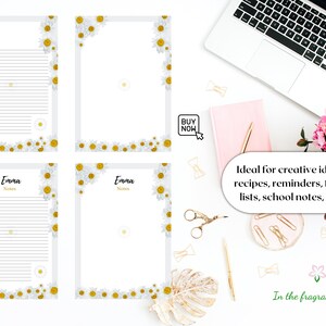Daisy Flower Cute Stationery Notes Planner Floral Notepaper Printable ...