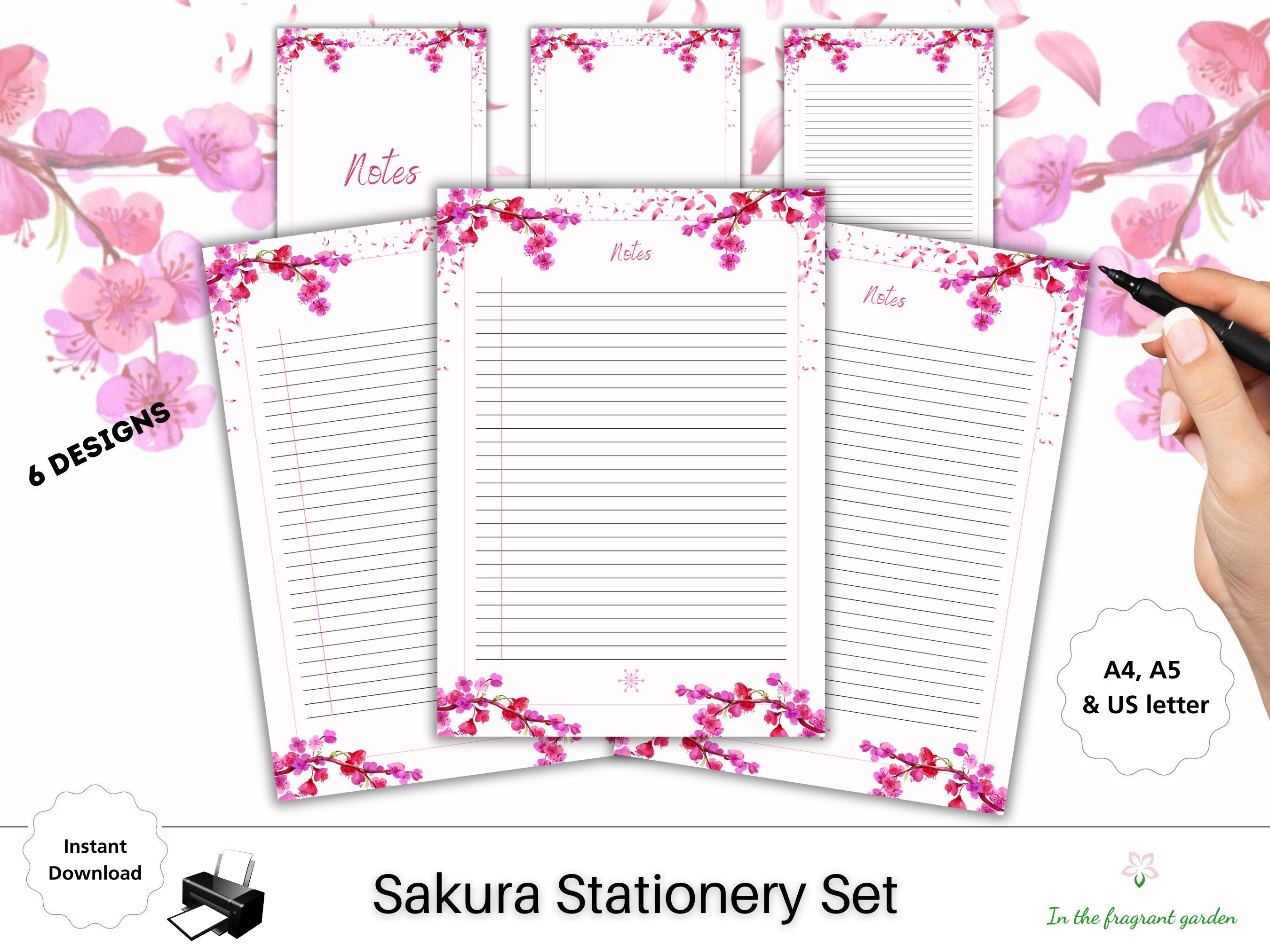 Stationery Stationary Printable Lined Paper Margin Office Download Pink ...