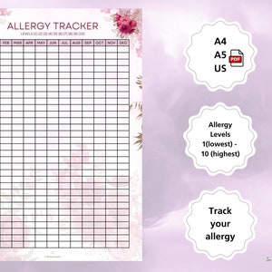 Printable Allergy Tracker Daily Floral Hayfever Log PDF Improve ...