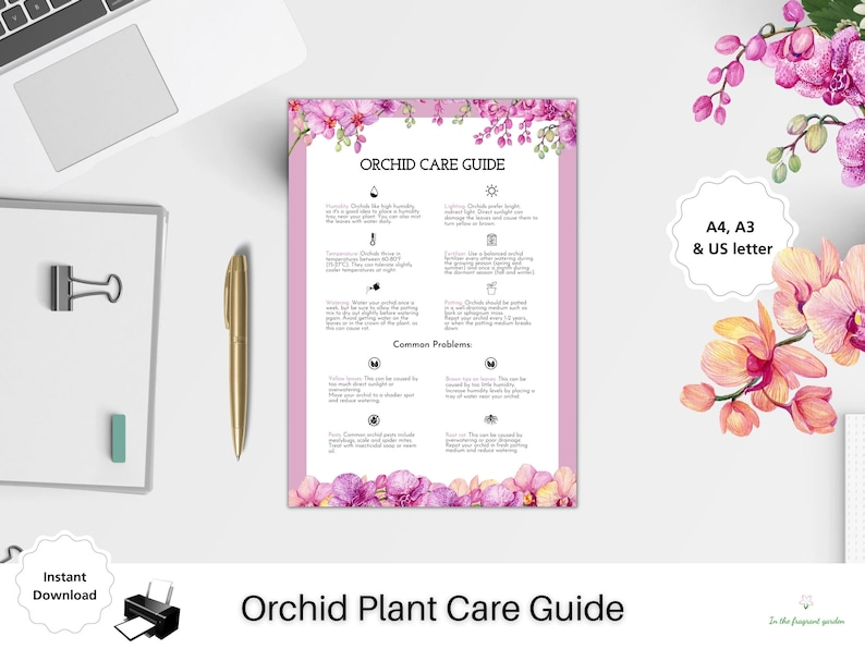 Orchid Care Guide Printable, Houseplant Help Poster (A4, A3, US) - Etsy