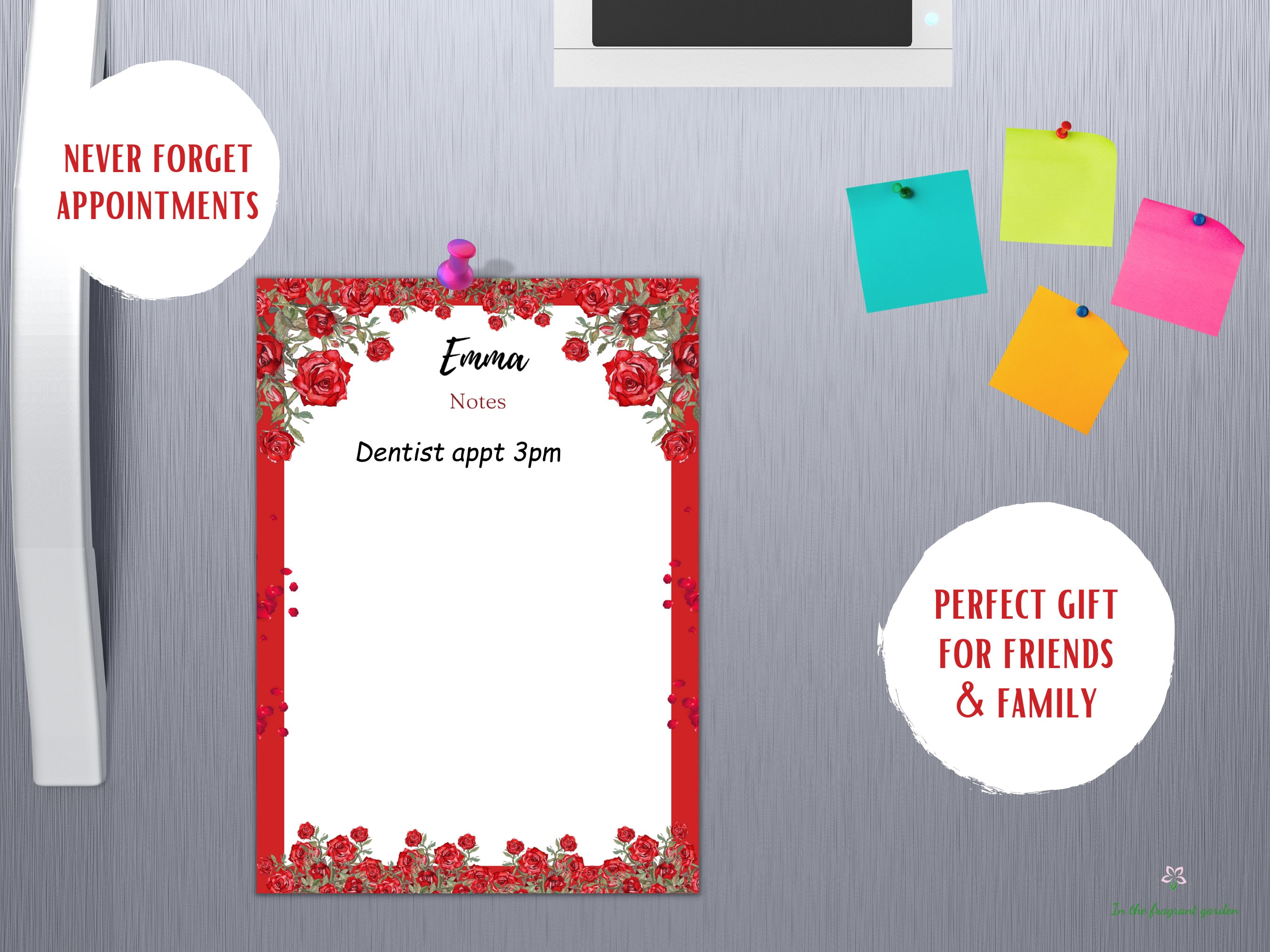 Red Roses Notes Page Printable Lined Snail Mail Pen Pals Note Taking ...