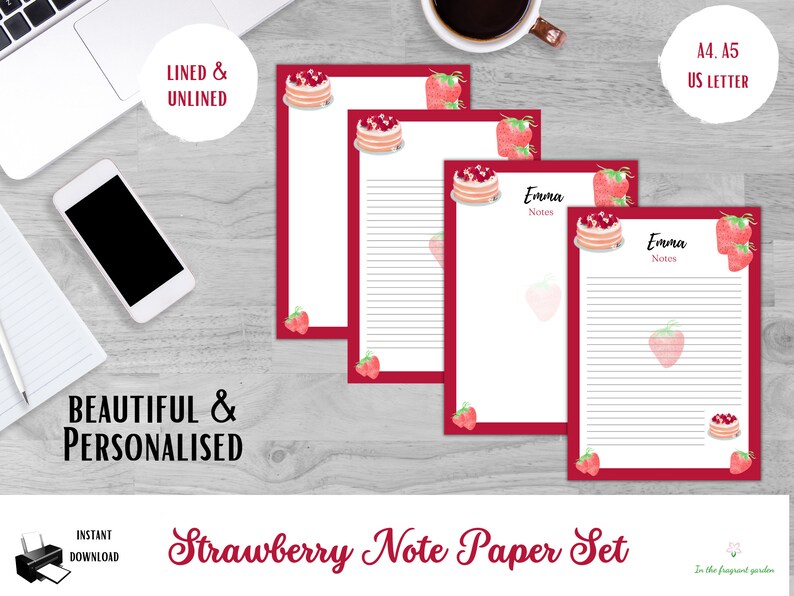 Notes Page Printable Lined Note Template Note Taking Writing Paper ...