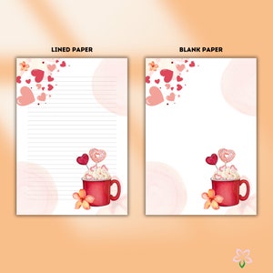 Hot Chocolate Stationery Letter Writing Paper Floral Lined Paper ...