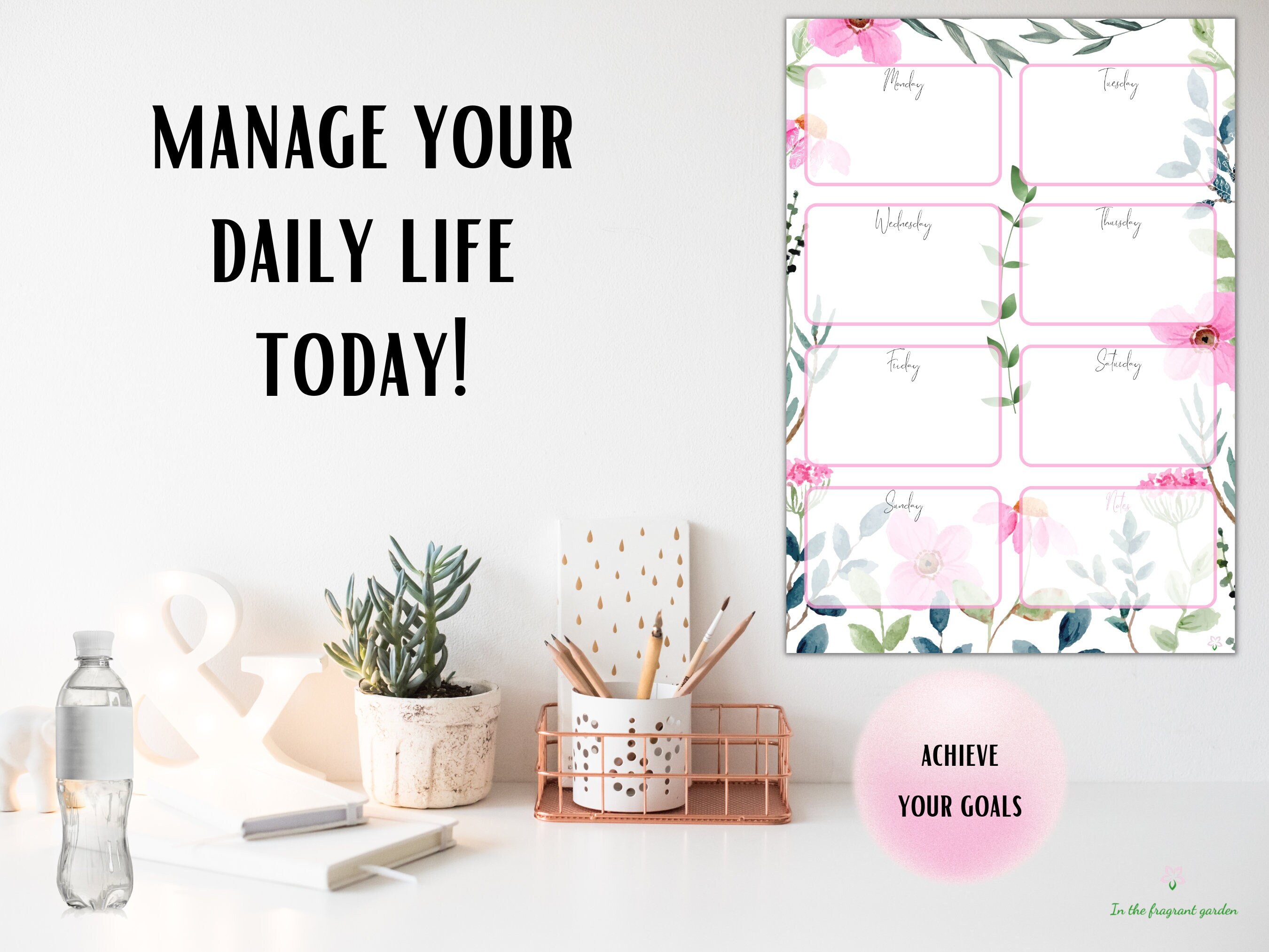 Floral Weekly Planner Printable, Botanical Garden Design (A4, A5, A3 ...