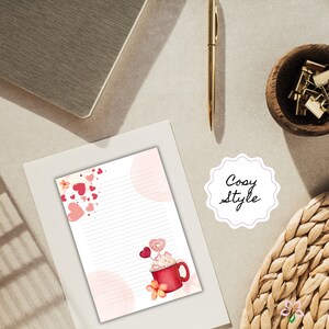 Hot Chocolate Stationery Letter Writing Paper Floral Lined Paper ...